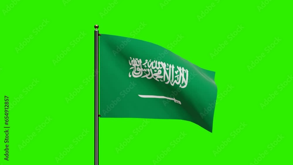 3D Rendered Saudi Arabia National Flag Waving Animation with Realistic ...