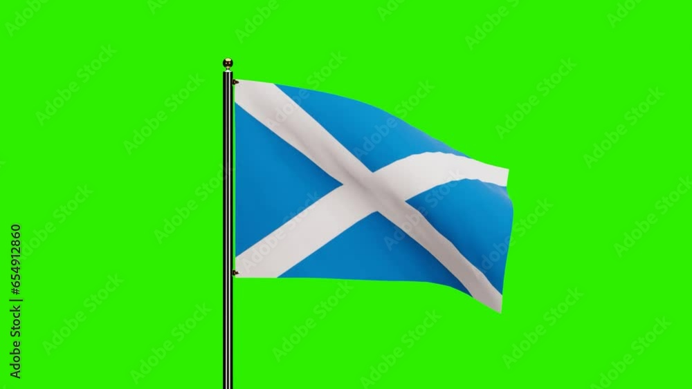 3D Rendered Scotland National Flag Waving Animation with Realistic Wind ...