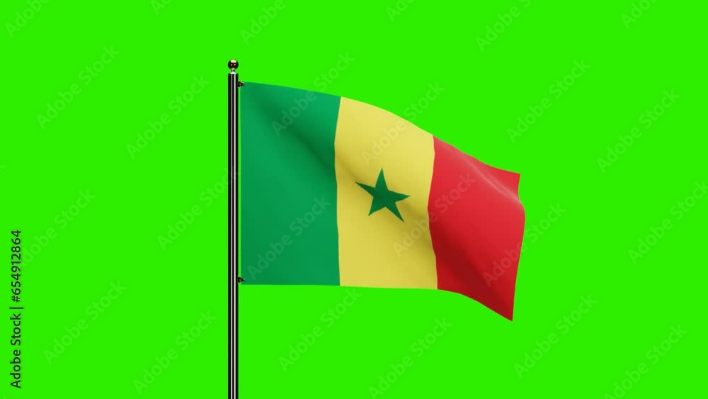 3D Rendered Senegal National Flag Waving Animation with Realistic Wind ...