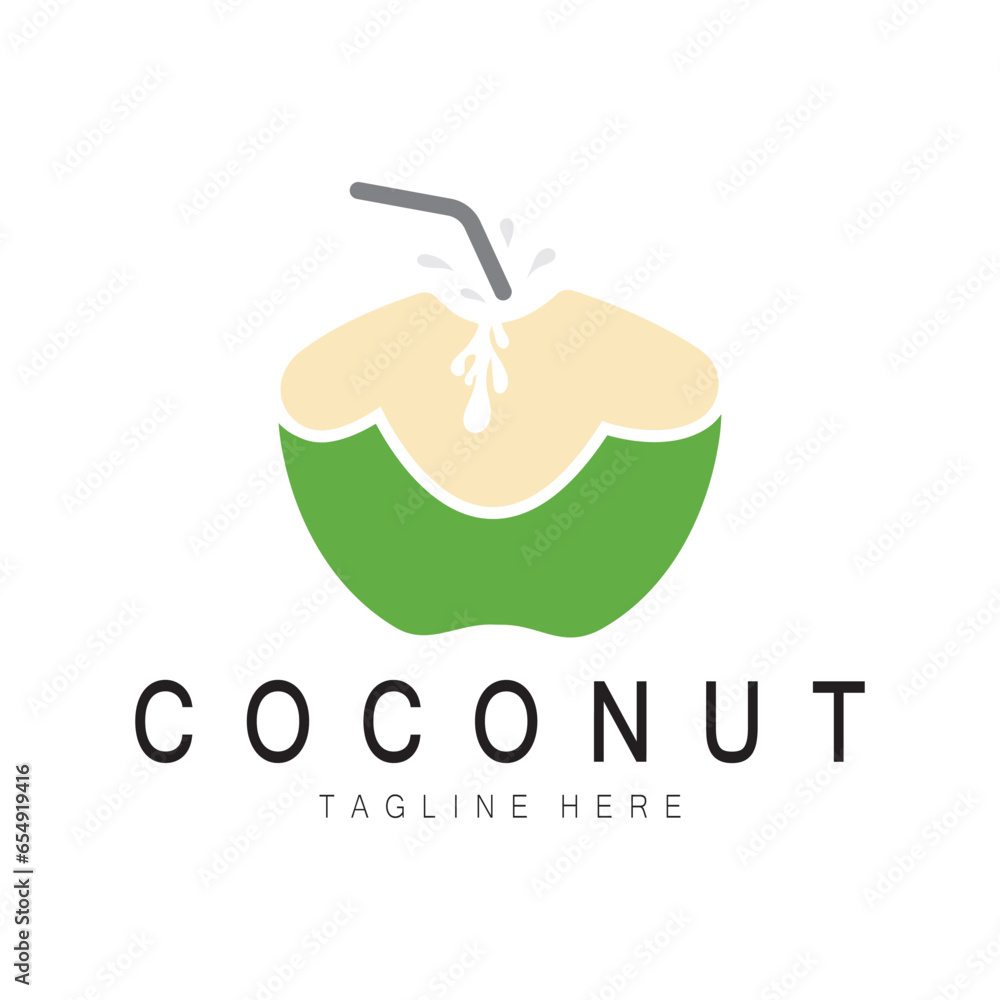 coconut logo design template illustration vector Stock Vector | Adobe Stock