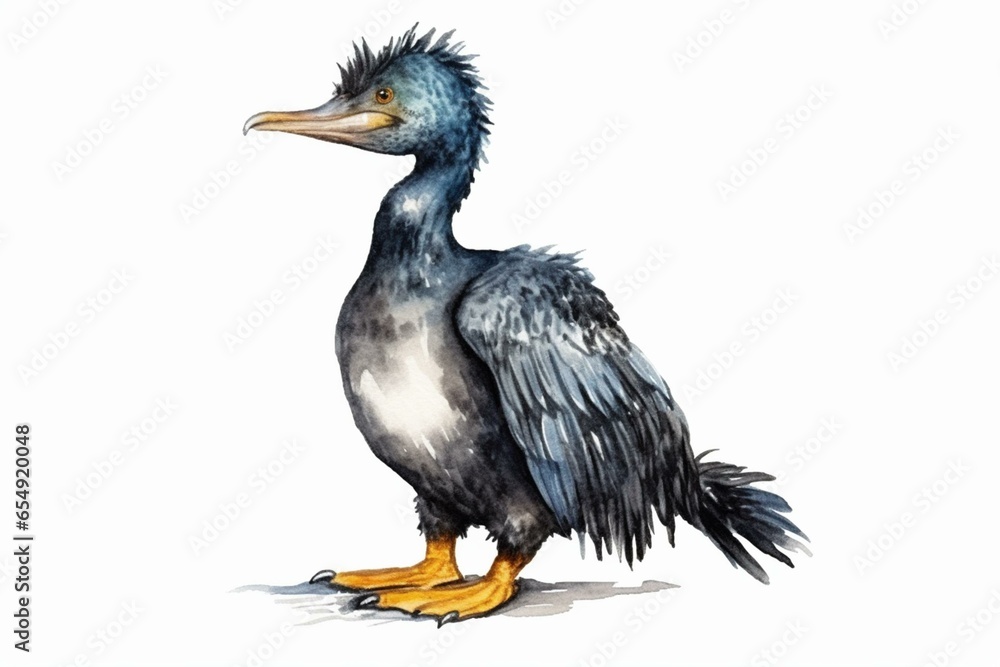 Cartoon flightless cormorant bird in cute style, isolated on white ...