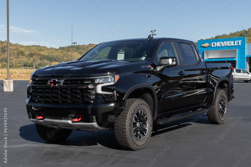 Chevrolet Silverado 1500 ZR2 display at a dealership. Chevy offers the ...