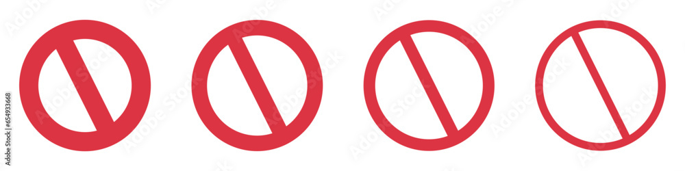 Set of round prohibition signs. Empty no, crossed out red circle symbol ...
