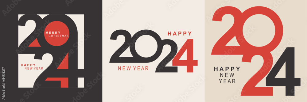 2024 typography design concept.Happy new year 2024 cover design with ...