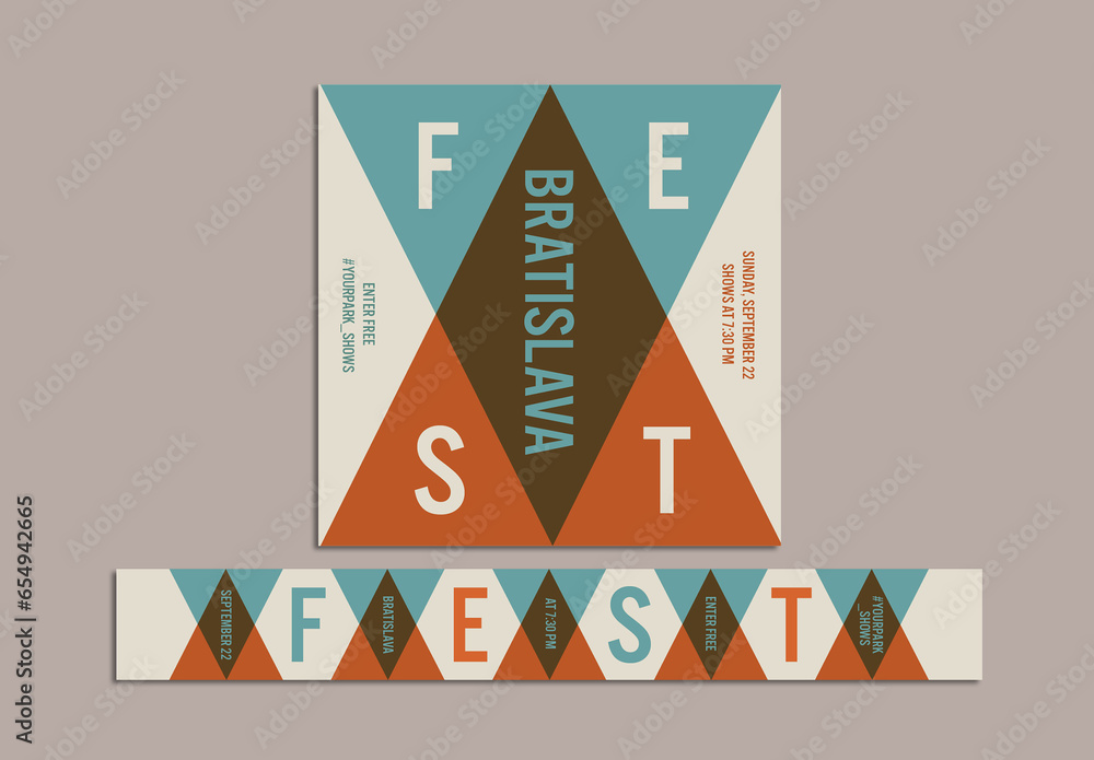 Swiss Style Web Banners Layout Design Collection Stock Template | Adobe ...