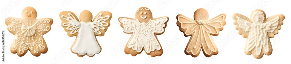 Gingerbread angel cookie biscuit on transparent background cutout. PNG ...