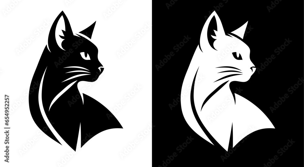 Simple cat side view logo icon symbol vector illustration, cat head ...