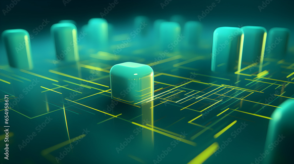 3d illustration multiple content , with hints of yellow and streaks of ...