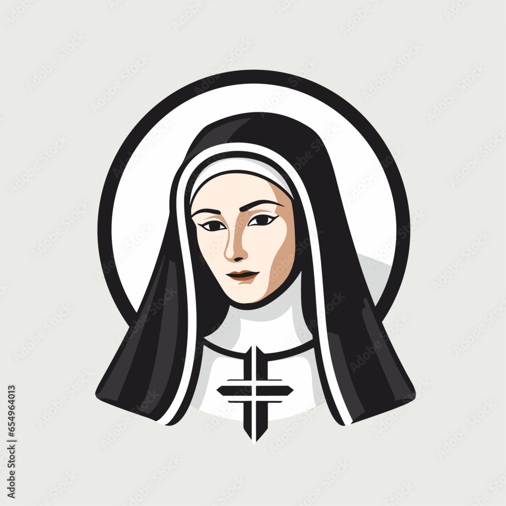 vector illustration of christian nun, Holy Mary, printable, suitable ...