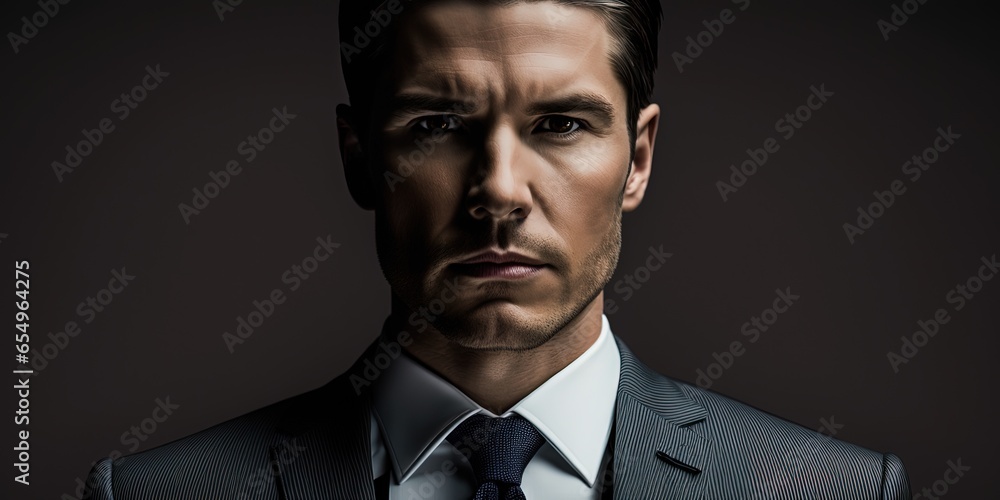 A male model is standing and posing wearing a plain black shirt and ...