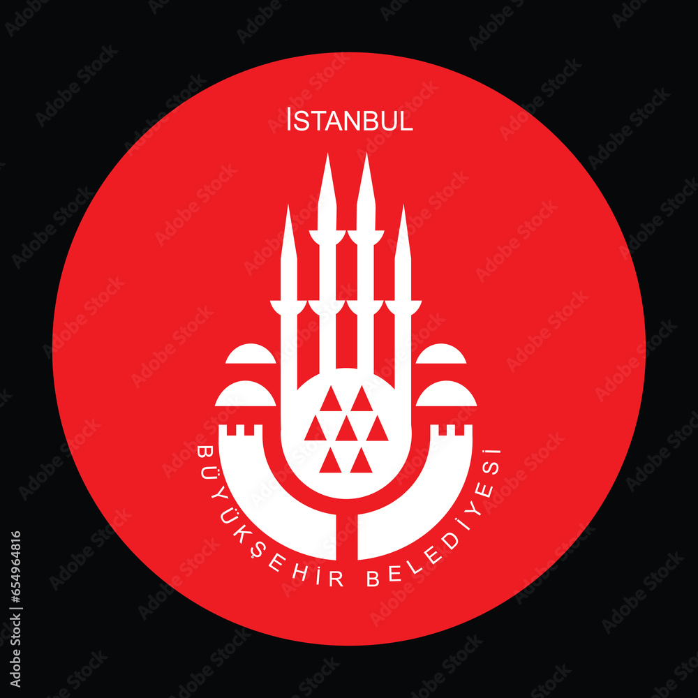 Circle badge City flag of Istanbul vector illustration isolated. Turkey ...