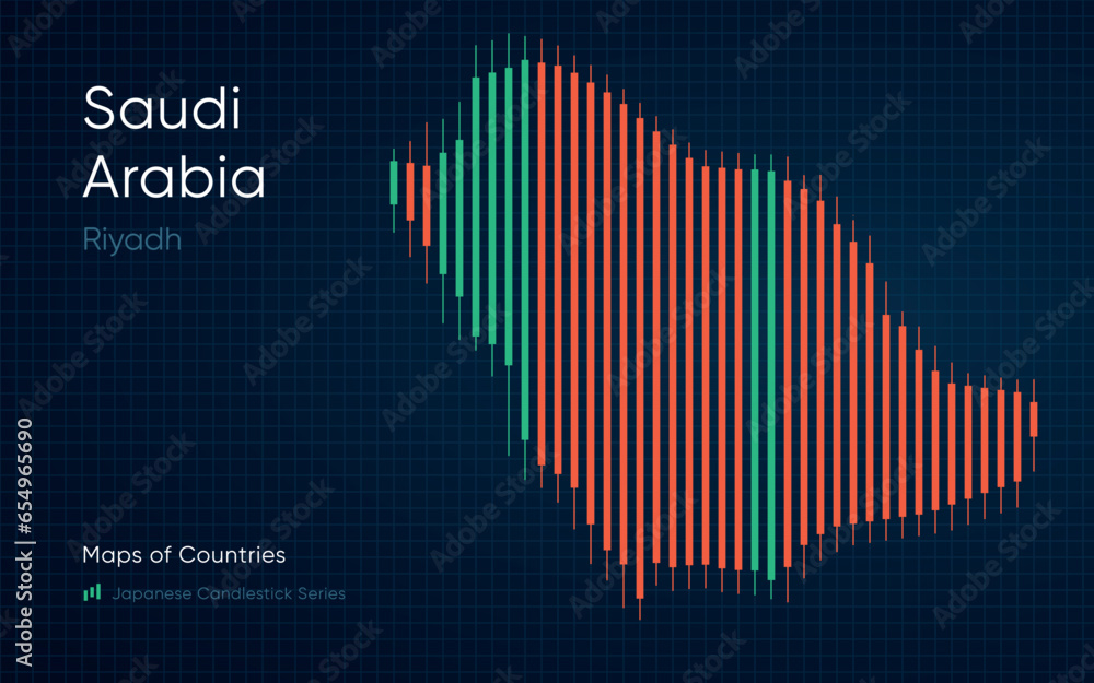 Saudi Arabia map is shown in a chart with bars and lines. Japanese ...
