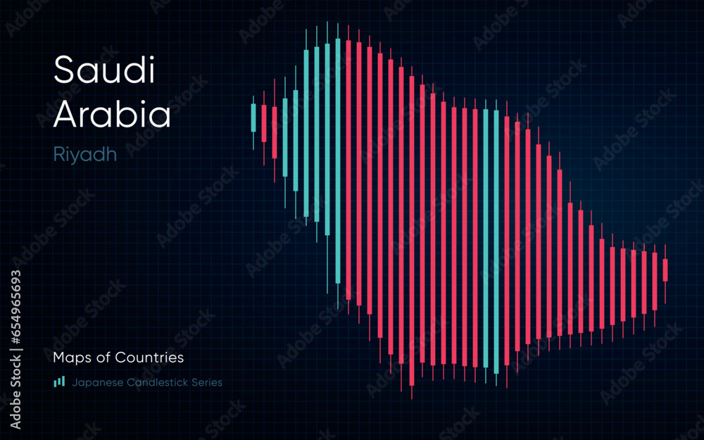 Saudi Arabia map is shown in a chart with bars and lines. Japanese ...