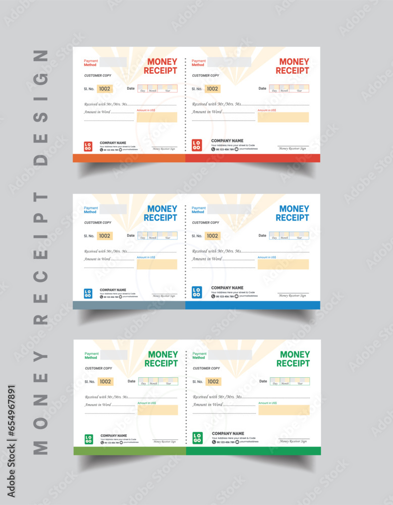 Money Receipt Template, professional and modern minimal business ...