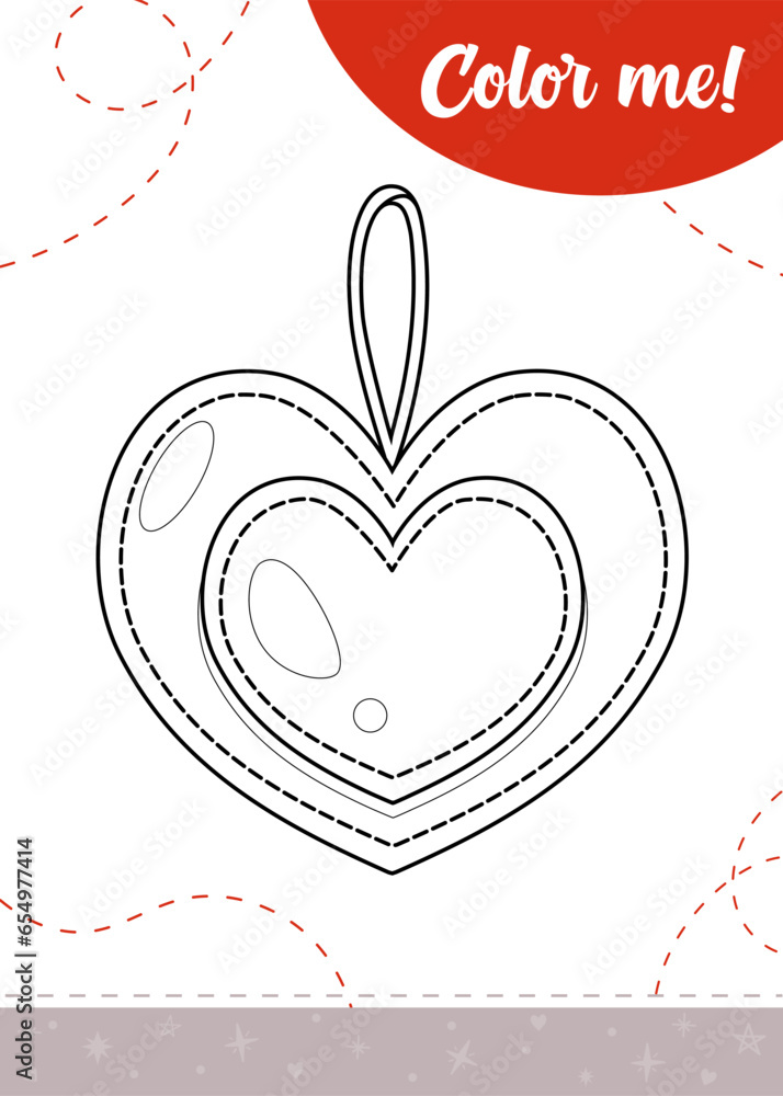 Coloring page for kids with heart decoration. A printable worksheet ...
