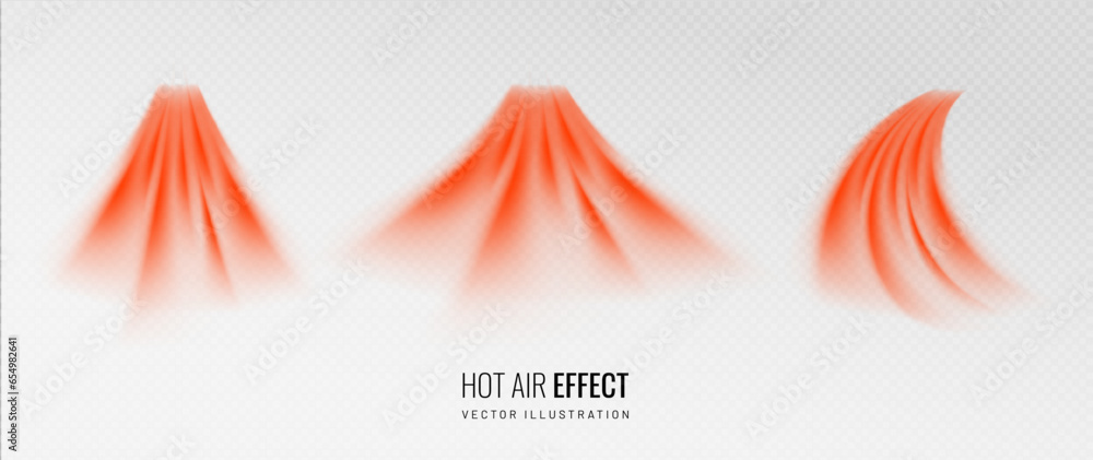 Hot air flow effect icon on transparent background. Warm air element ...