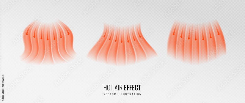 Hot air flow effect icon on transparent background. Warm air element ...