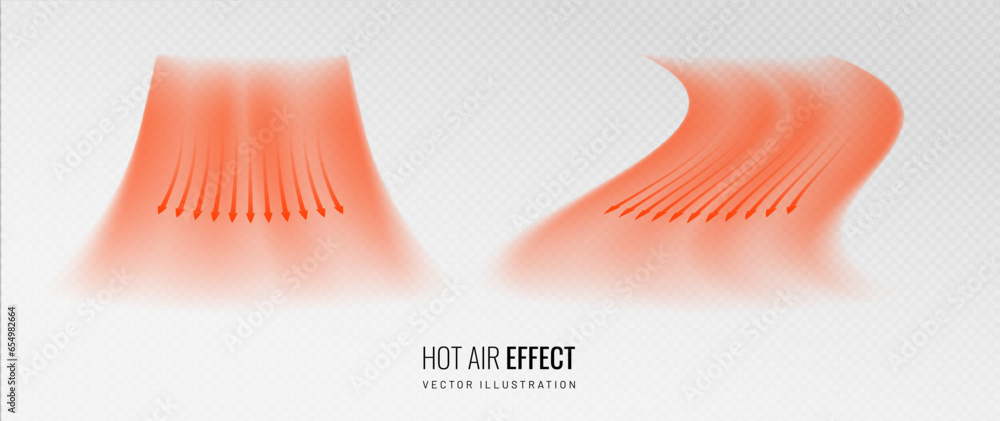 Hot air flow effect icon on transparent background. Warm air element ...