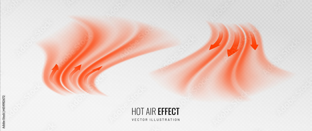 Vecteur Stock Hot air flow effect icon on transparent background. Warm ...
