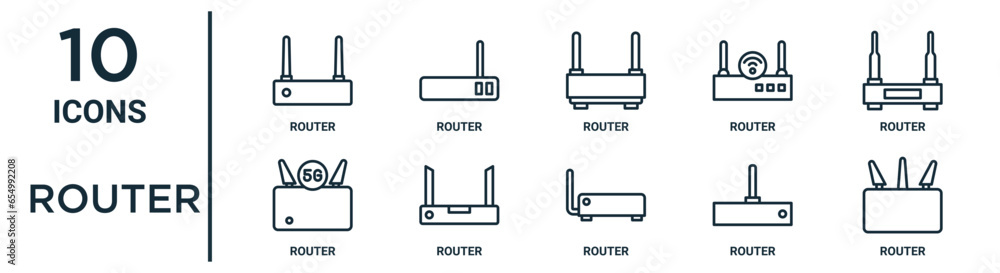 router outline icon set such as thin line router, router, icons for ...