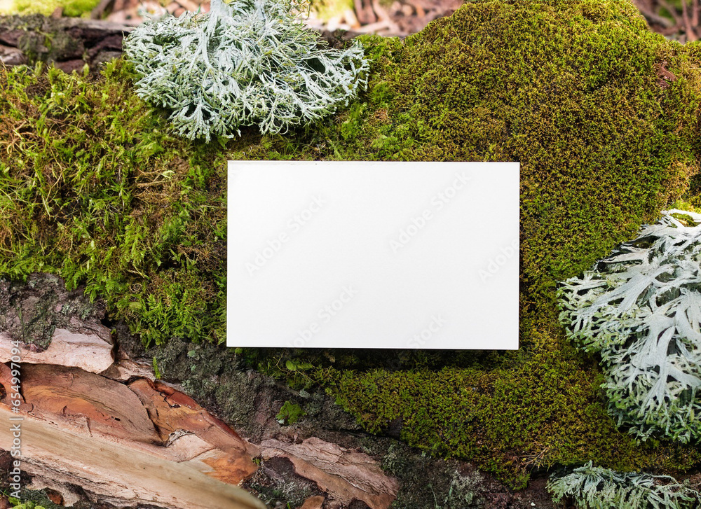 Rectangular card mockup for moss natural greeting card mockup, birthday ...