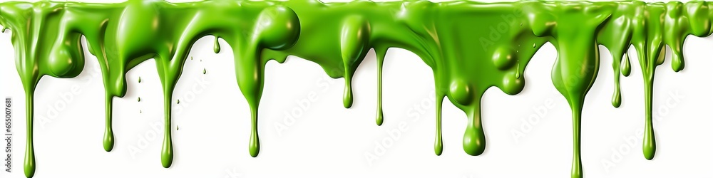 Dripping slime banner, isolated, white background green bubbles Stock ...