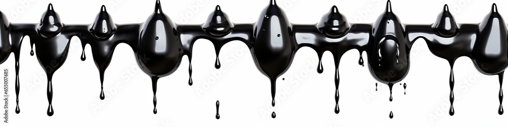 black dripping slime banner, isolated, white background large bubbles ...