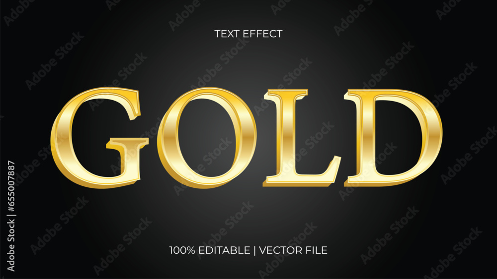 shiny gold metal 3d text effect editable eps vector with black ...