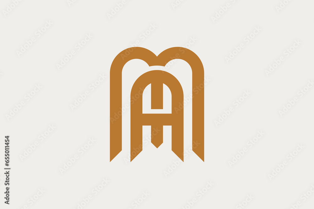 Initial letters M and A, MA, overlapping interlock logo, monogram line ...