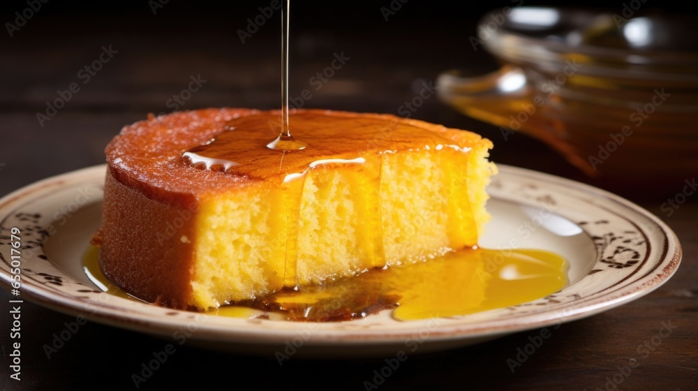 Revani, a delightful Greek semolina cake, captivates with its golden ...