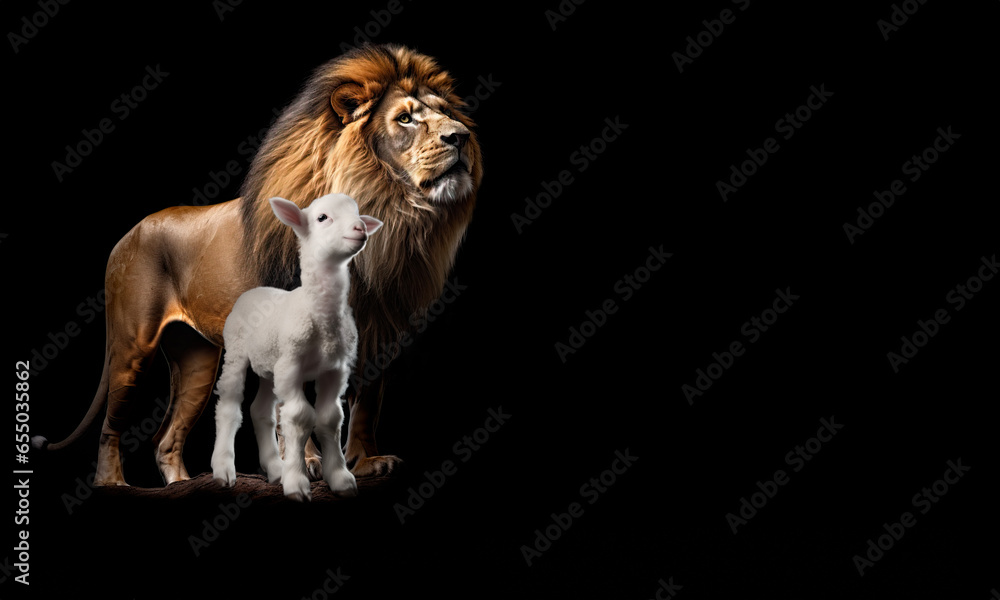 Lion And The Lamb, Majestic Unity. Lion of Judah, Jesus, and Lamb of ...