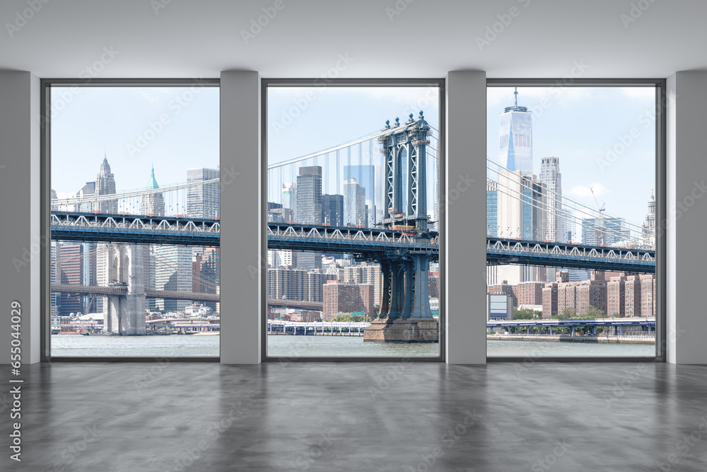 Downtown New York City Lower Manhattan Skyline Buildings. High Floor ...