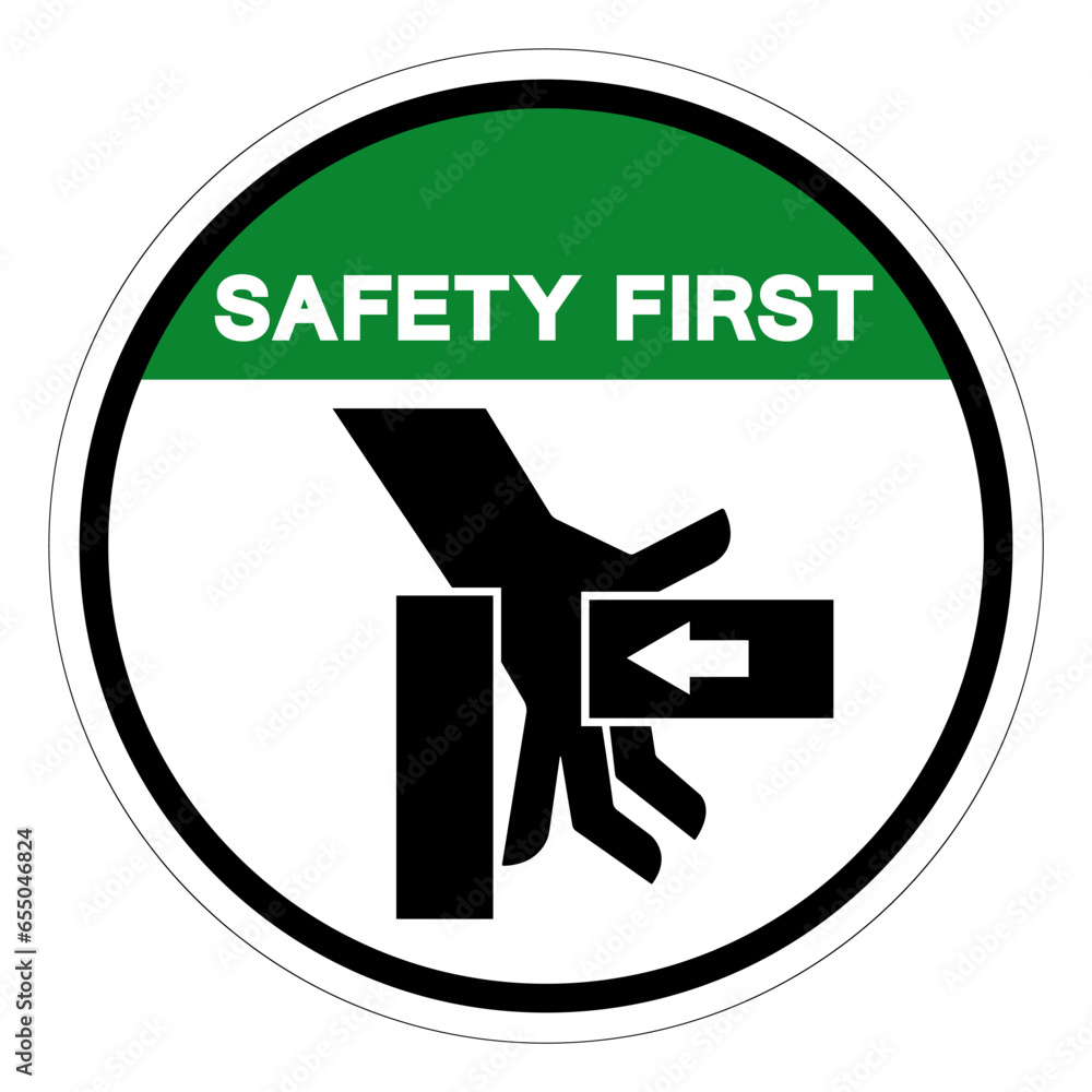 Safety First Hand Crush Force From Right Symbol Sign, Vector ...