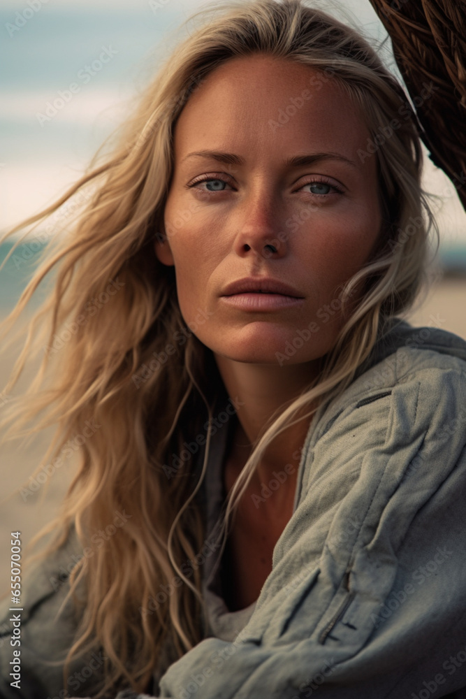 Beach Beauty: Stunning Portrait of a Woman Enjoying the Beach - Created ...