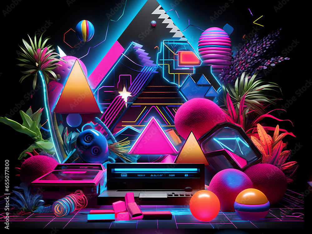 Neon Nights: 80s Magazine Cover with Vibrant Pink and Blue Aesthetics ...