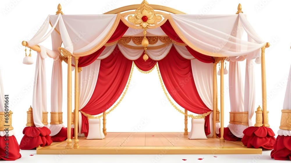 3d Indian hindu wedding mandap, decorations isolated with white ...