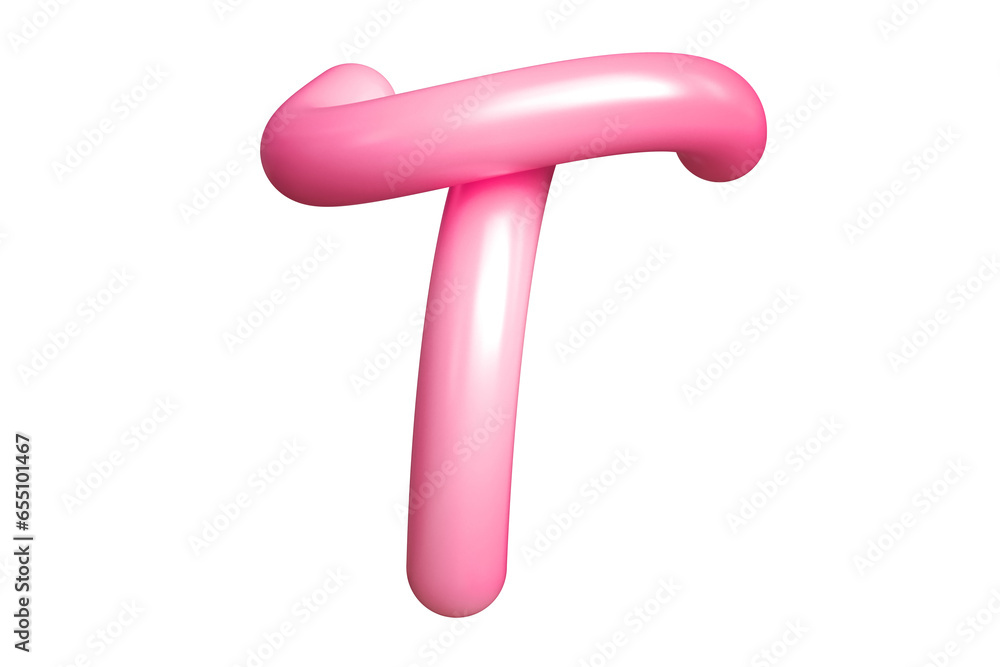 3D rendering handwriting font letter T in pink. Graphic resource ...