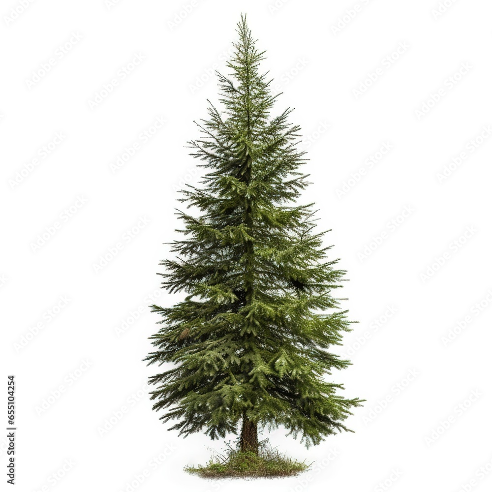 Tree isolated on white background. single Conifer tree isolated on ...