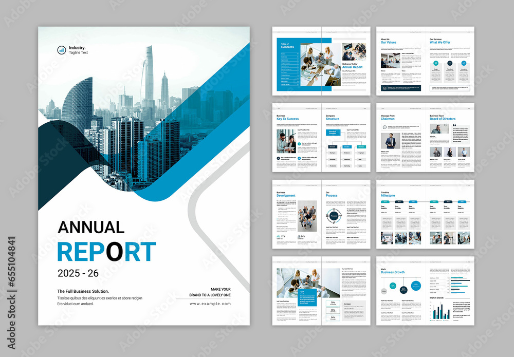 Annual Report Template Brochure Layout Stock Template | Adobe Stock