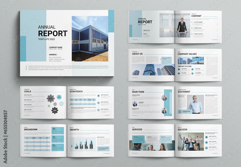 Annual Report Template Landscape Stock Template | Adobe Stock
