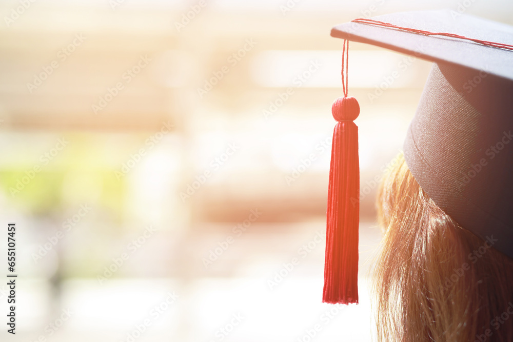 close up hat young women backside group crowd of new graduates during ...