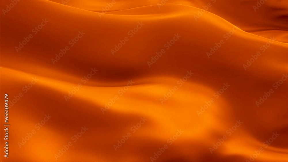 Silk Flag Animation of Neon Orange color background video waving in wind. Realistic Vivid Flag ...