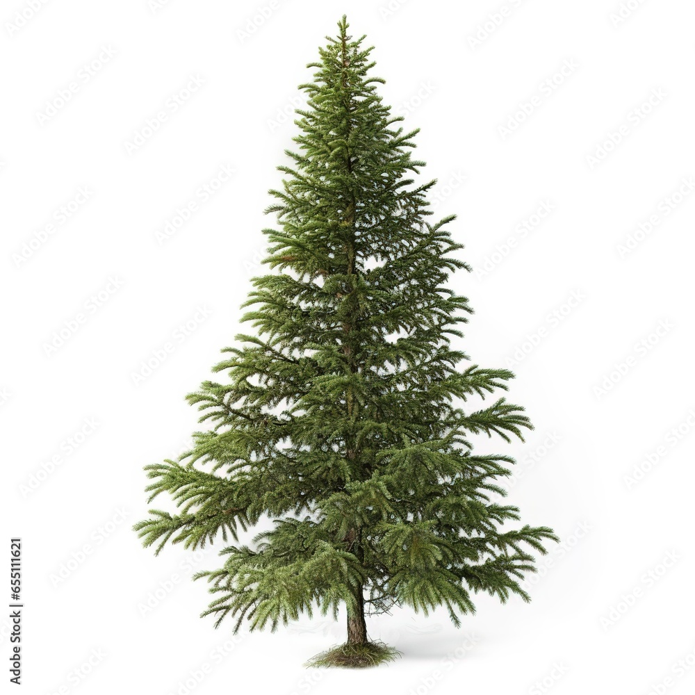 Tree isolated on white background. single Conifer tree isolated on white background. Fir tree ...