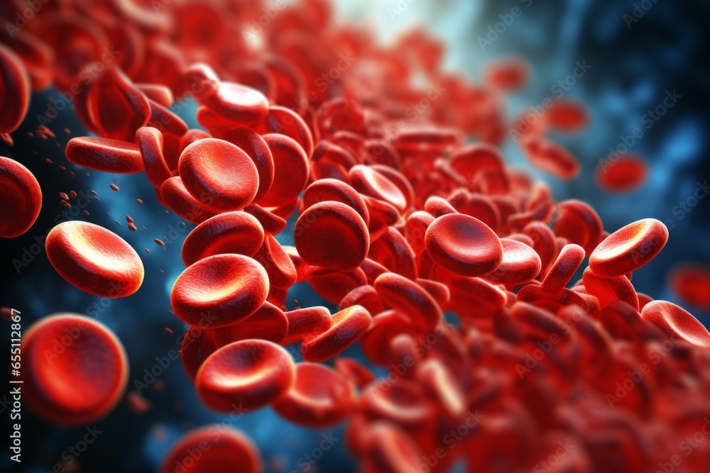 Fotografia Red blood cells arterial blood stream health biology anatomy ...