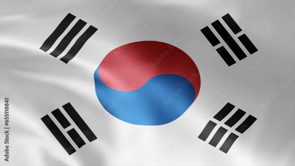 South Korea flag is waving 3D animation. South Korea flag waving in the ...
