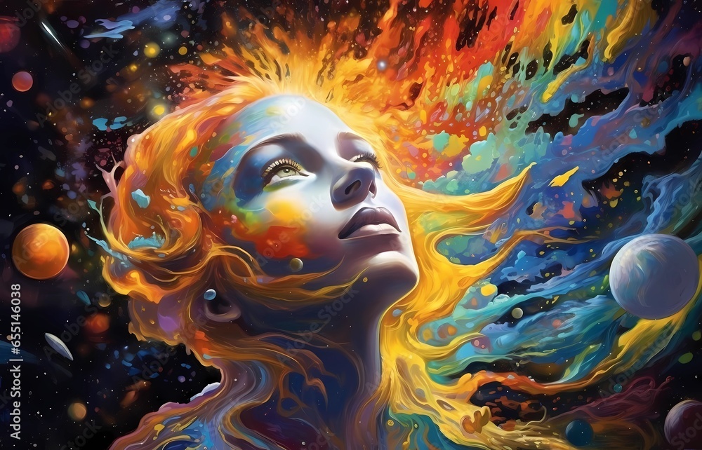 Psychedelic Consciousness Journey Through Cosmic Exploration Stock