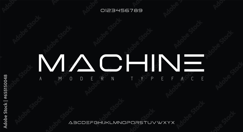Vetor de Futuristic modern techno sci fi bold display stencil font ...