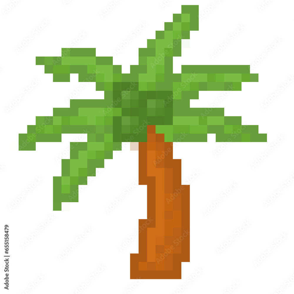 coconut tree icon pixel art Stock Photo | Adobe Stock