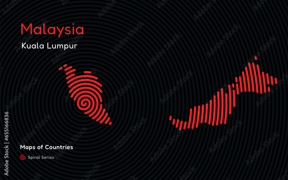 Creative map of Malaysia. Political map. Kuala Lumpur. Capital. World ...