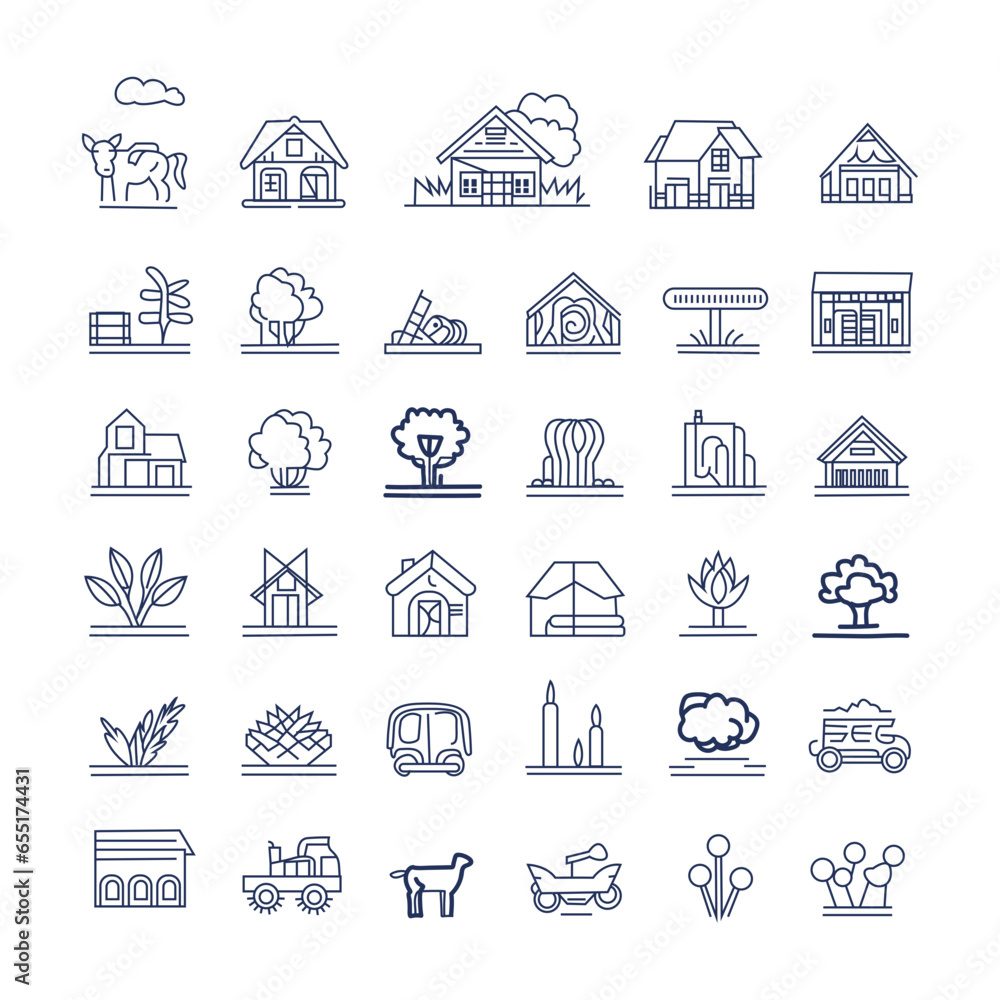 Ecology and Environment related line icon set. Nature and Renewable ...